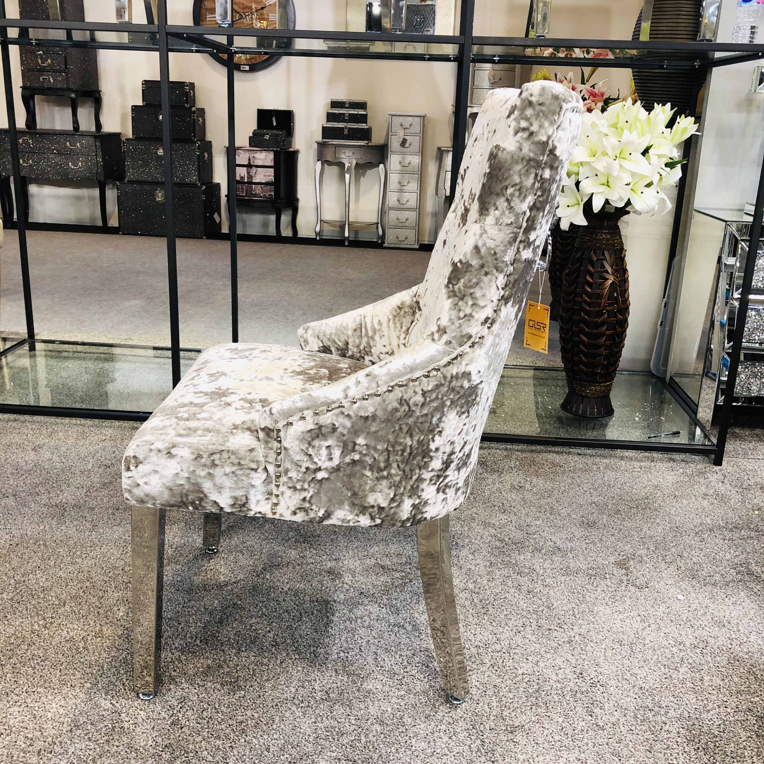 Venice Premium Crushed Velvet Silver Dining Chair - ASR Interiors