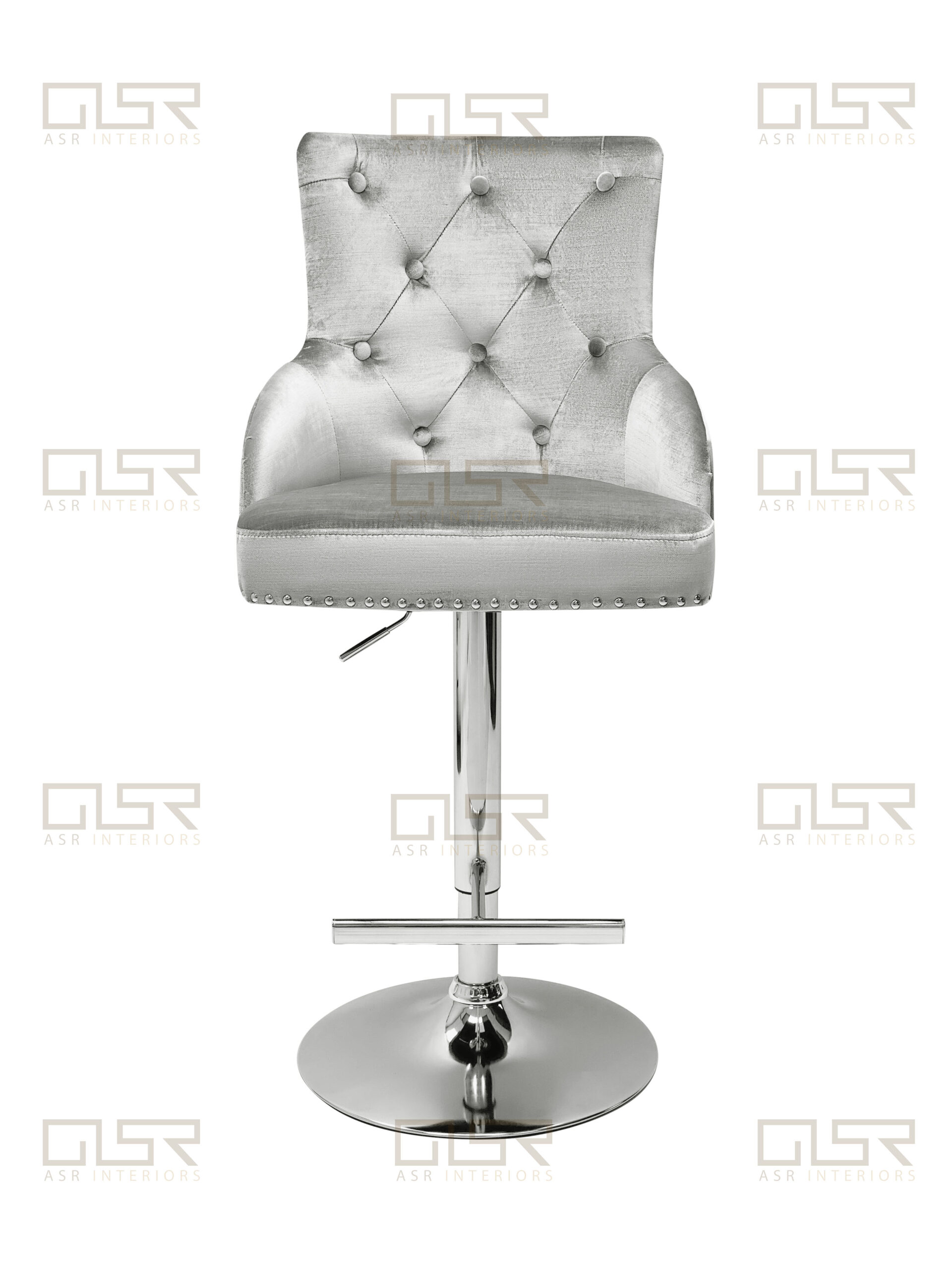 Majestic HQ Silver Fabric Bar Stool - ASR Interiors