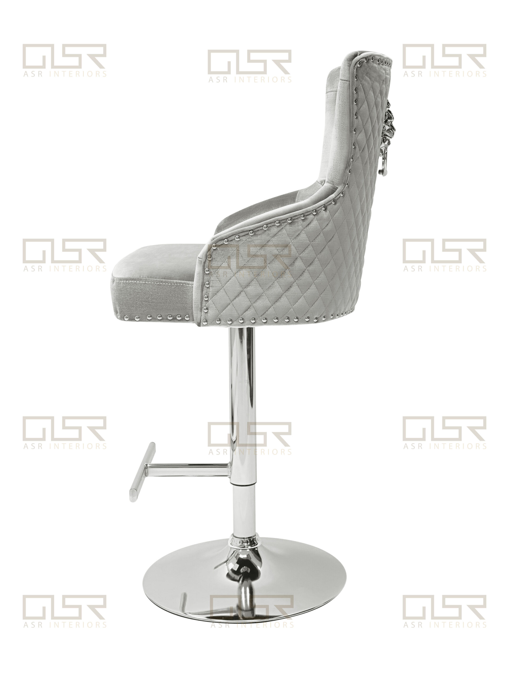 Majestic HQ Silver Fabric Bar Stool - ASR Interiors