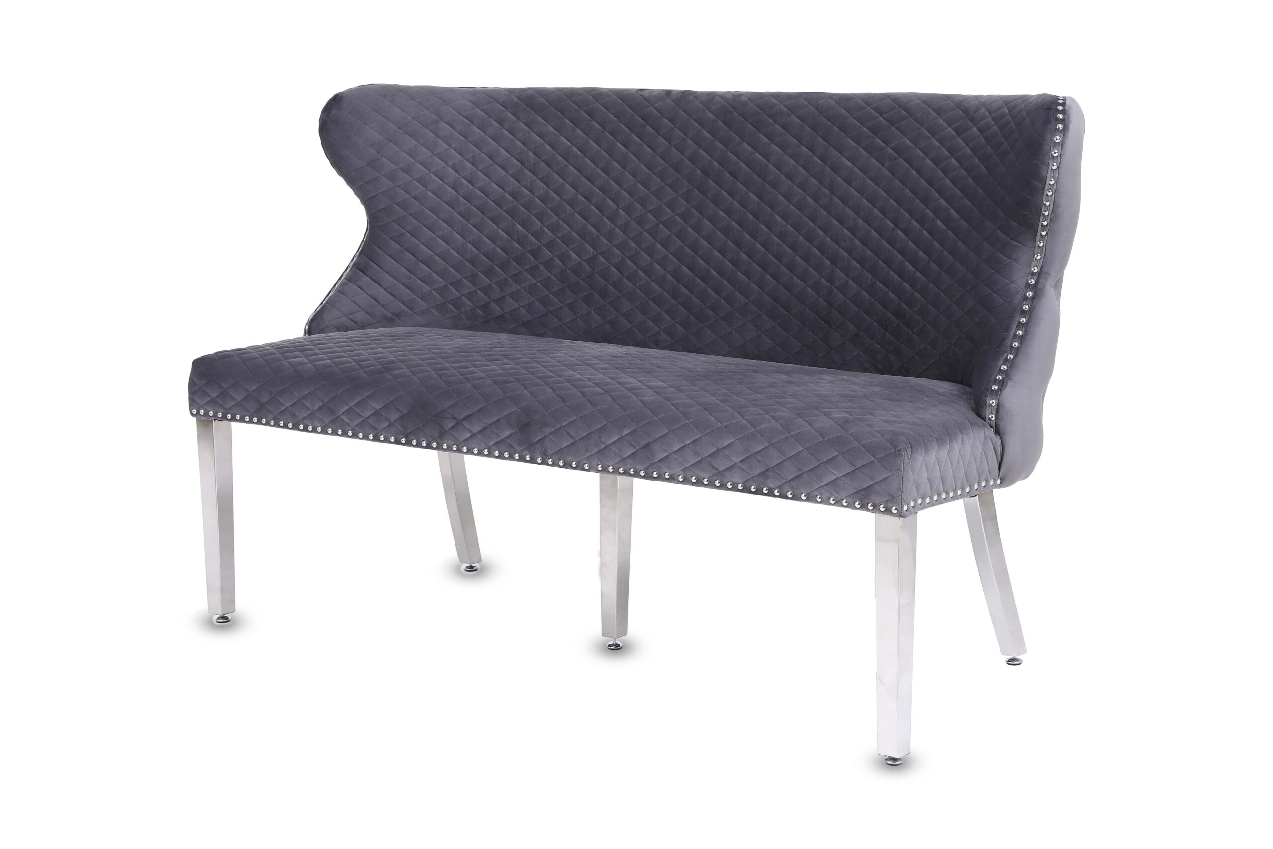 Valentino Grey Velvet Bench - ASR Interiors