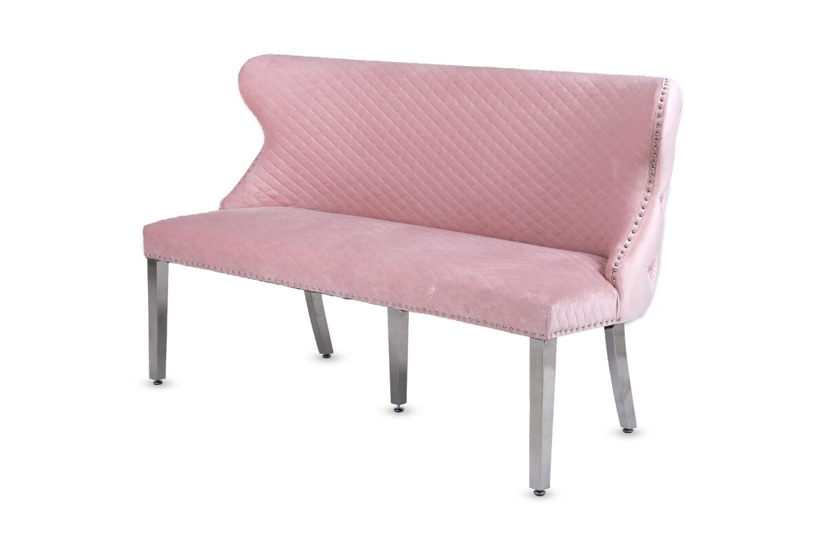 Valentino Pink Velvet Bench - ASR Interiors