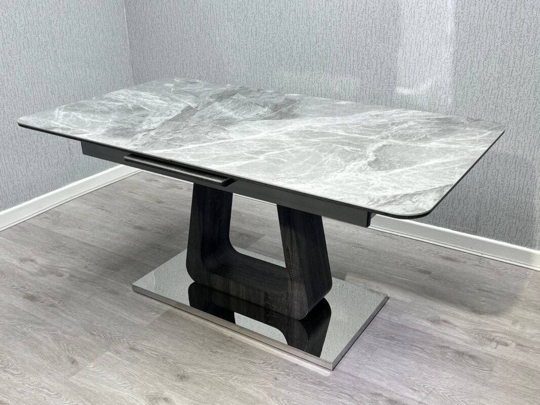 Zermatt Extendable Dining Table(160 - 200) (Grey Ceramic) with 6 ...