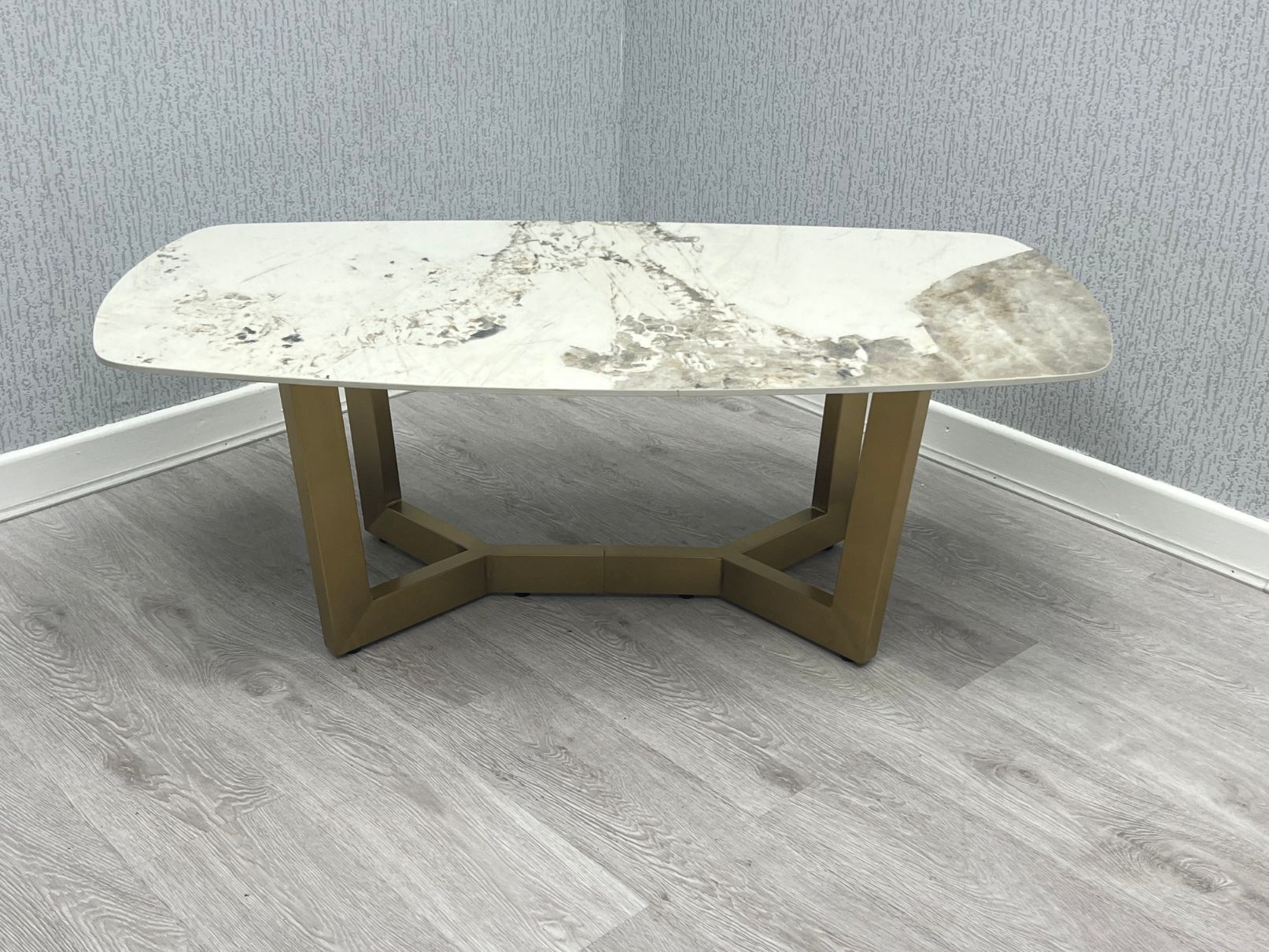 Sorrento Oval Ceramic Gold Coffee Table - ASR Interiors