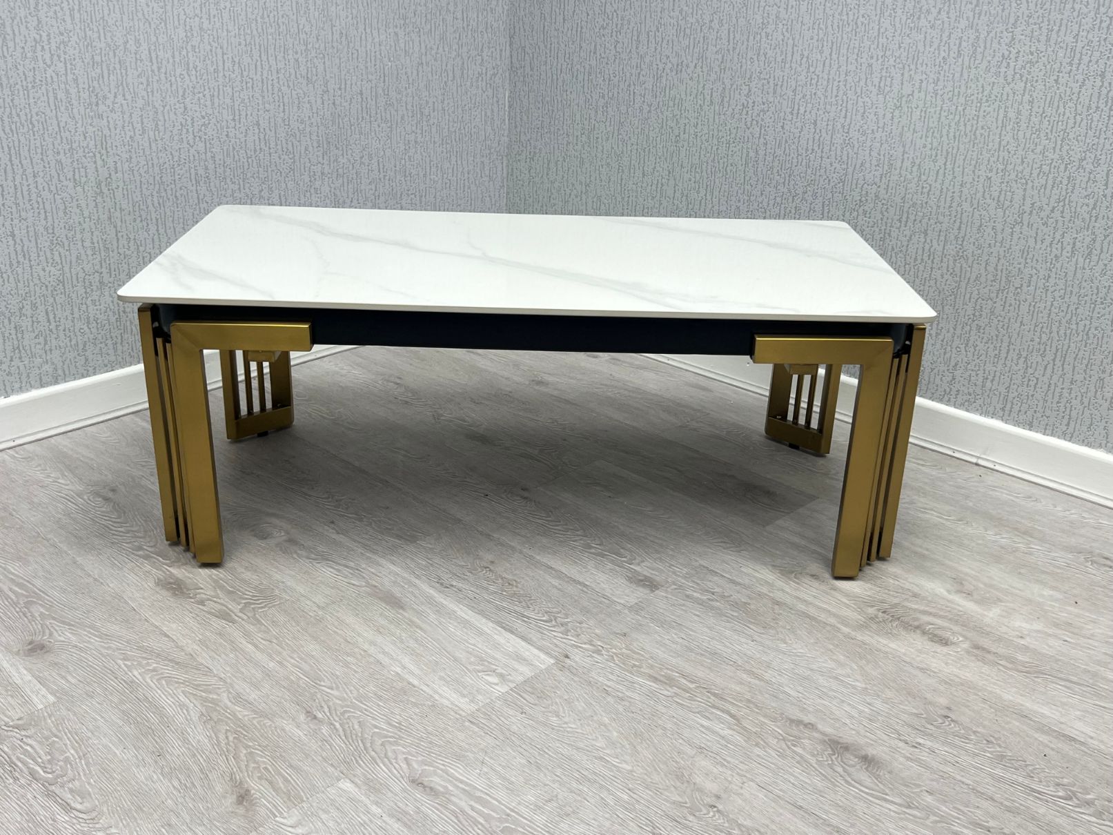 Sorrento Rectangle Ceramic Gold Coffee Table - ASR Interiors