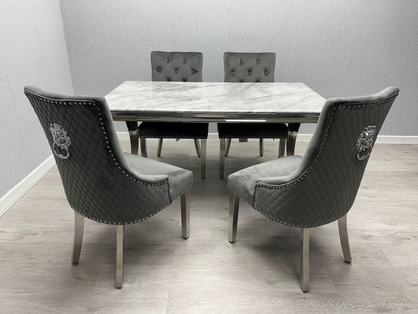 Sofia Grey & Silver Dining Table - All Sizes - ASR Interiors