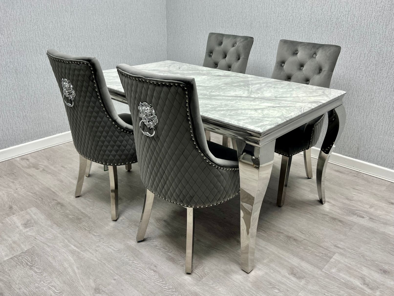 Sofia Grey & Silver Dining Table - All Sizes - ASR Interiors