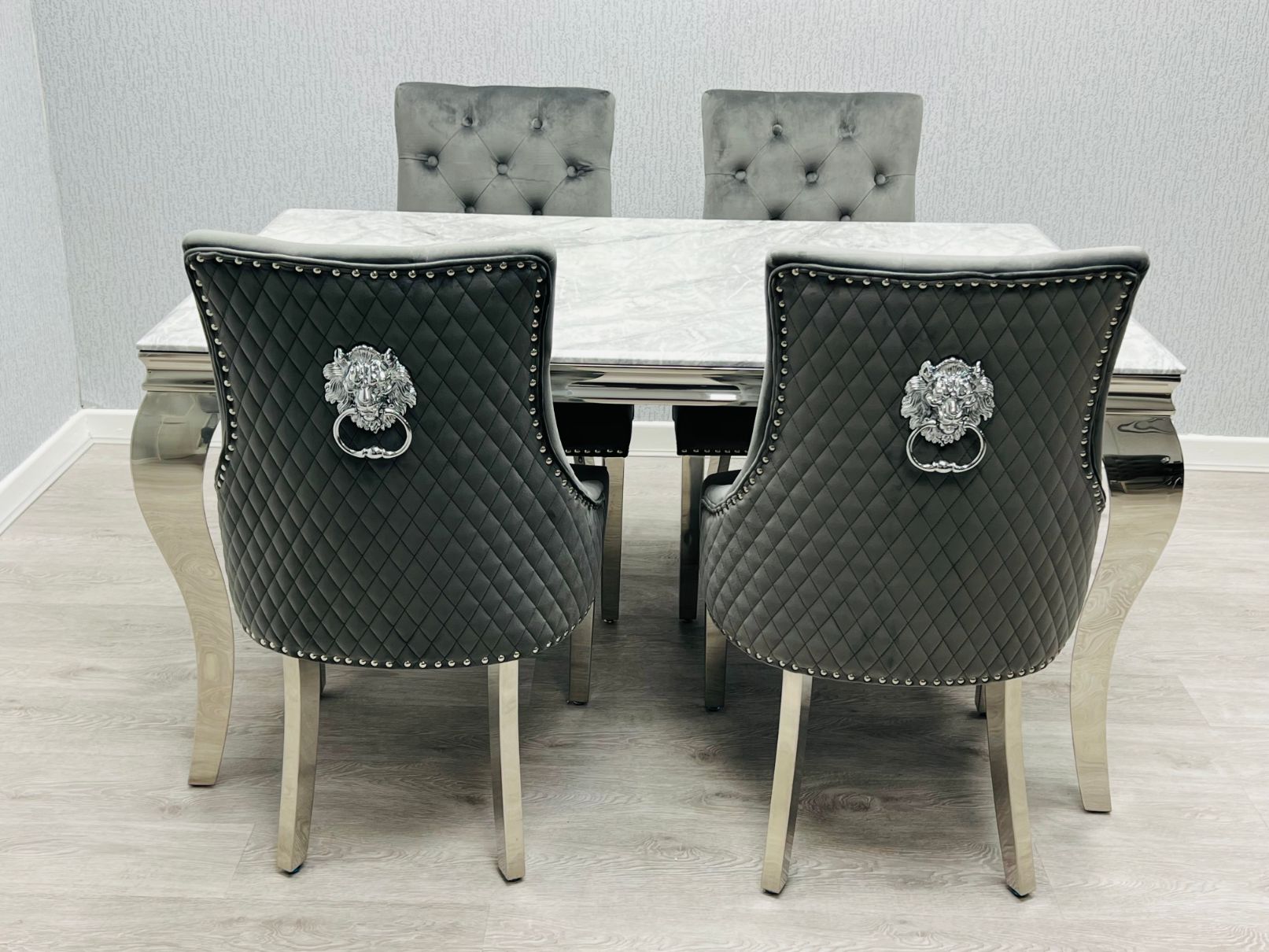 Sofia Grey & Silver Dining Table - All Sizes - ASR Interiors