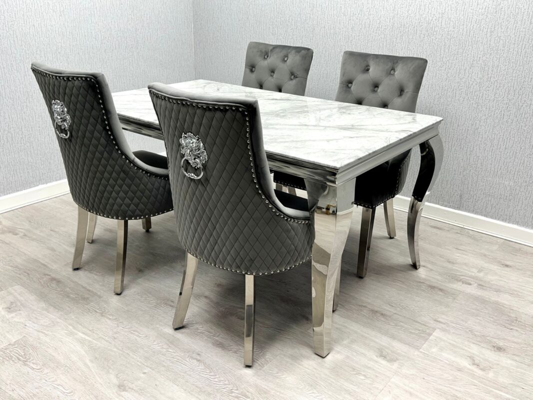 Sofia Grey & Silver Dining Table - All Sizes - ASR Interiors