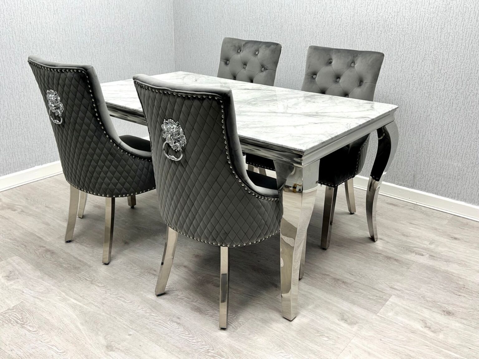 Sofia Grey & Silver Dining Table - All Sizes - ASR Interiors