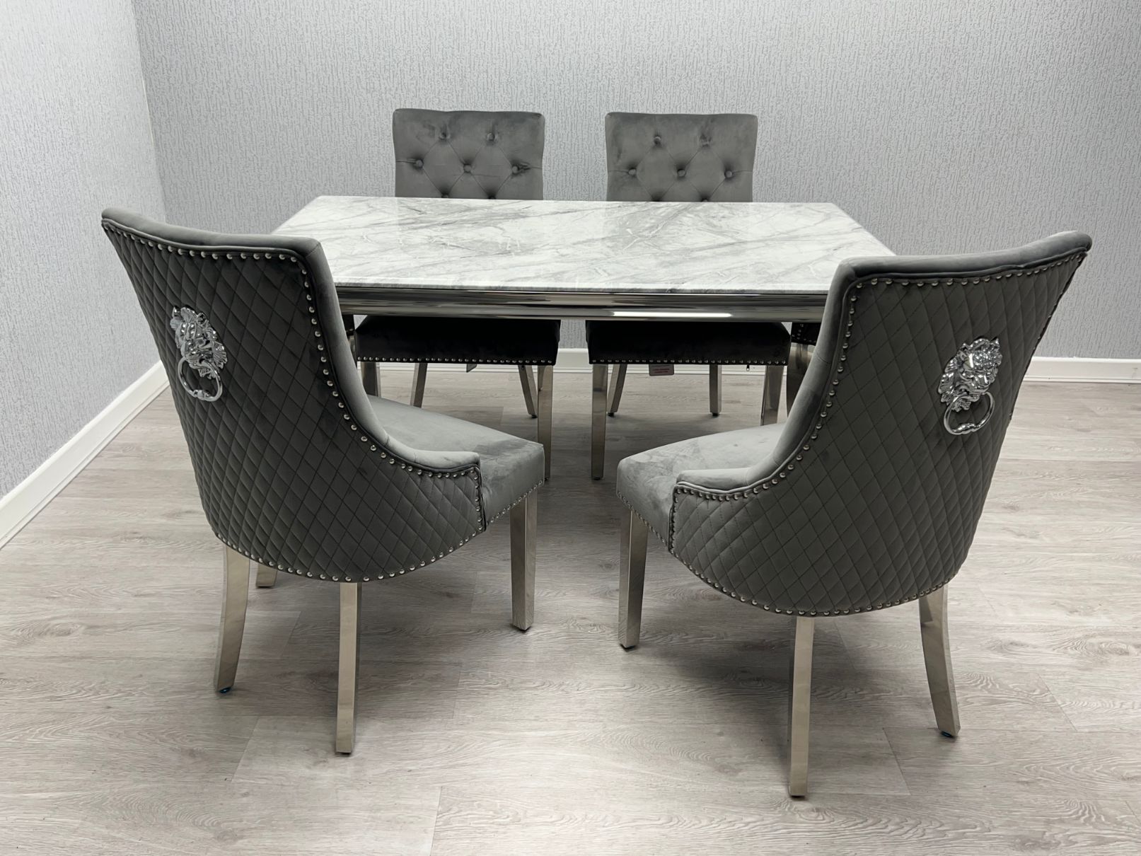 Sofia Grey & Silver Dining Table - All Sizes - ASR Interiors