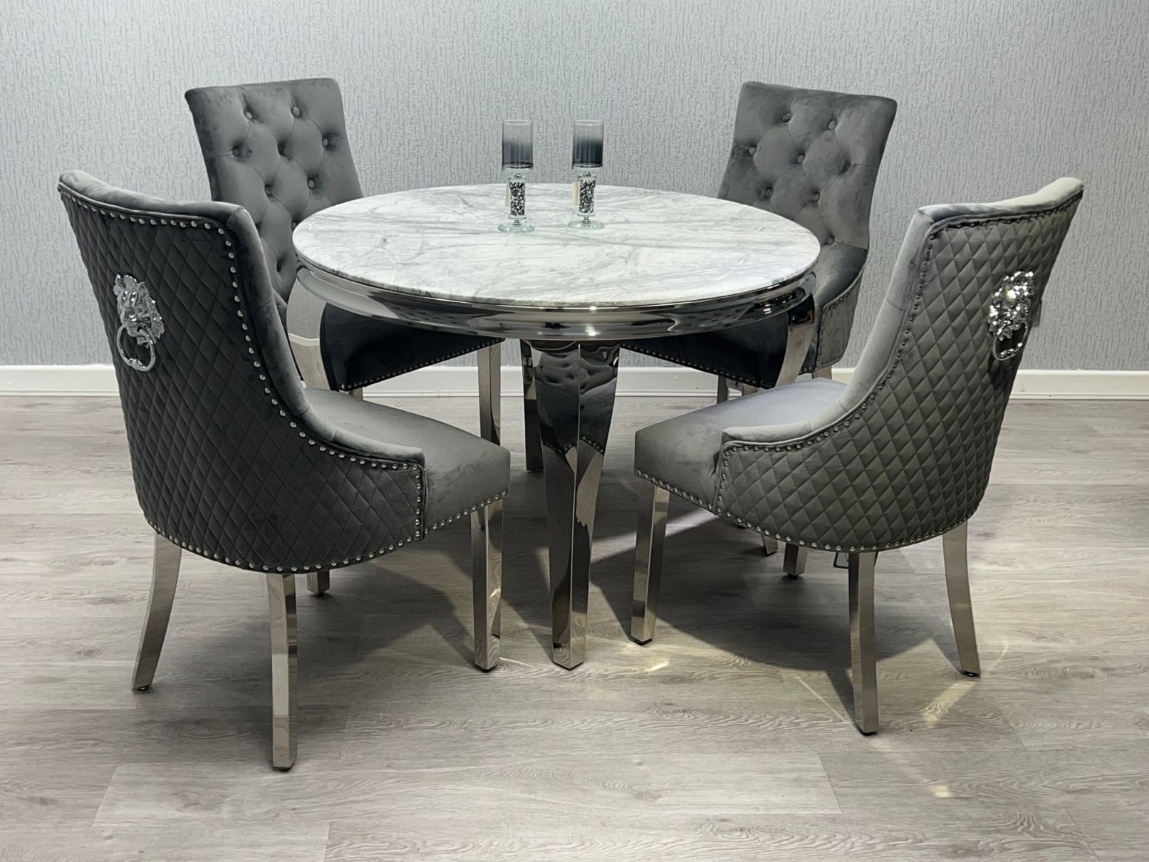 Sofia Grey & Silver Dining Table - All Sizes - ASR Interiors