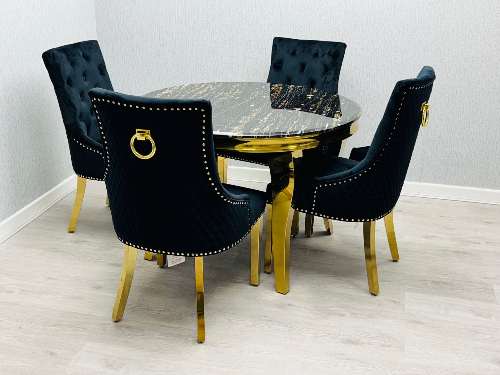 Sofia Black & Gold Dining Table - All Sizes - ASR Interiors