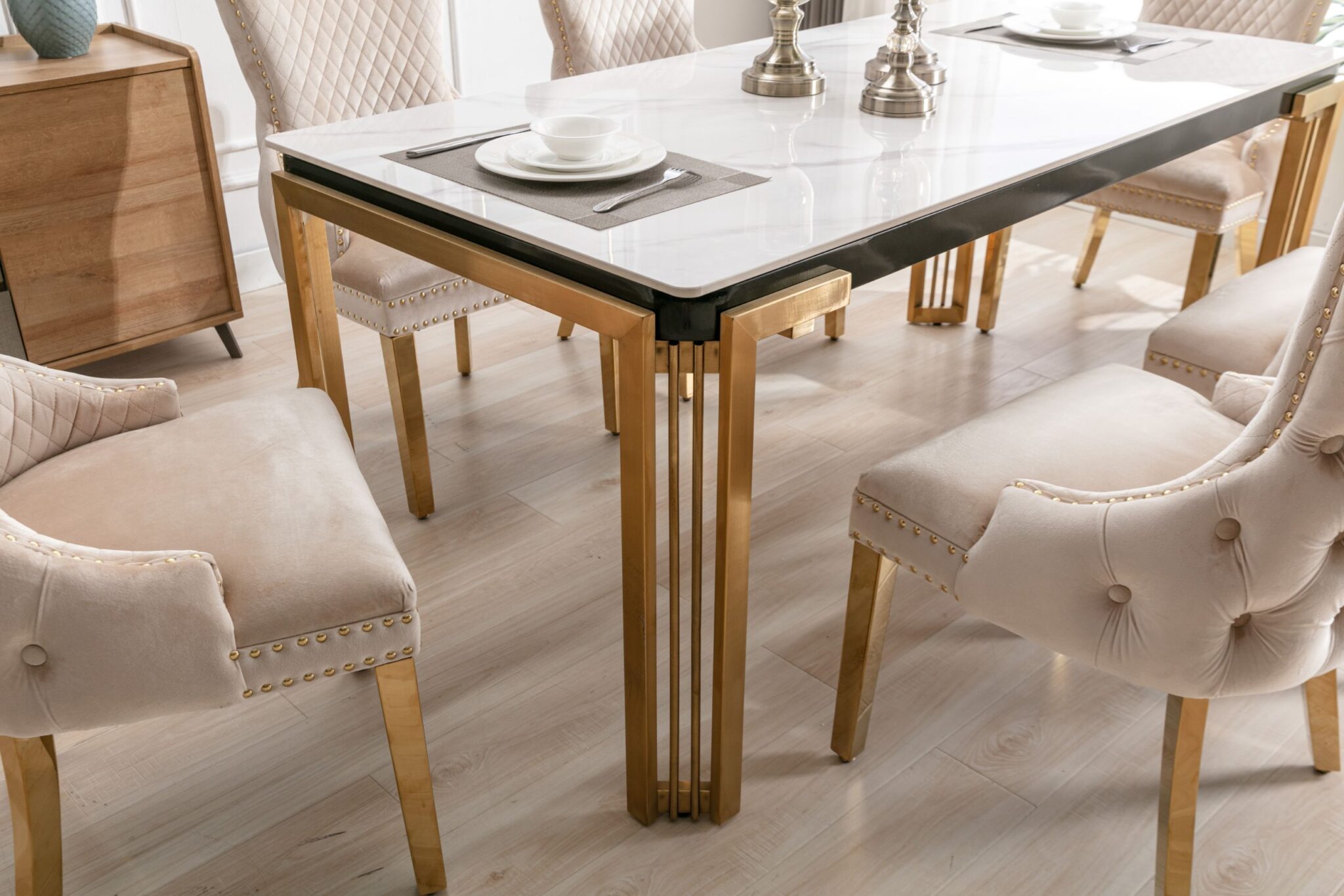 Sorrento Rectangle 150cm Ceramic Gold Table - ASR Interiors