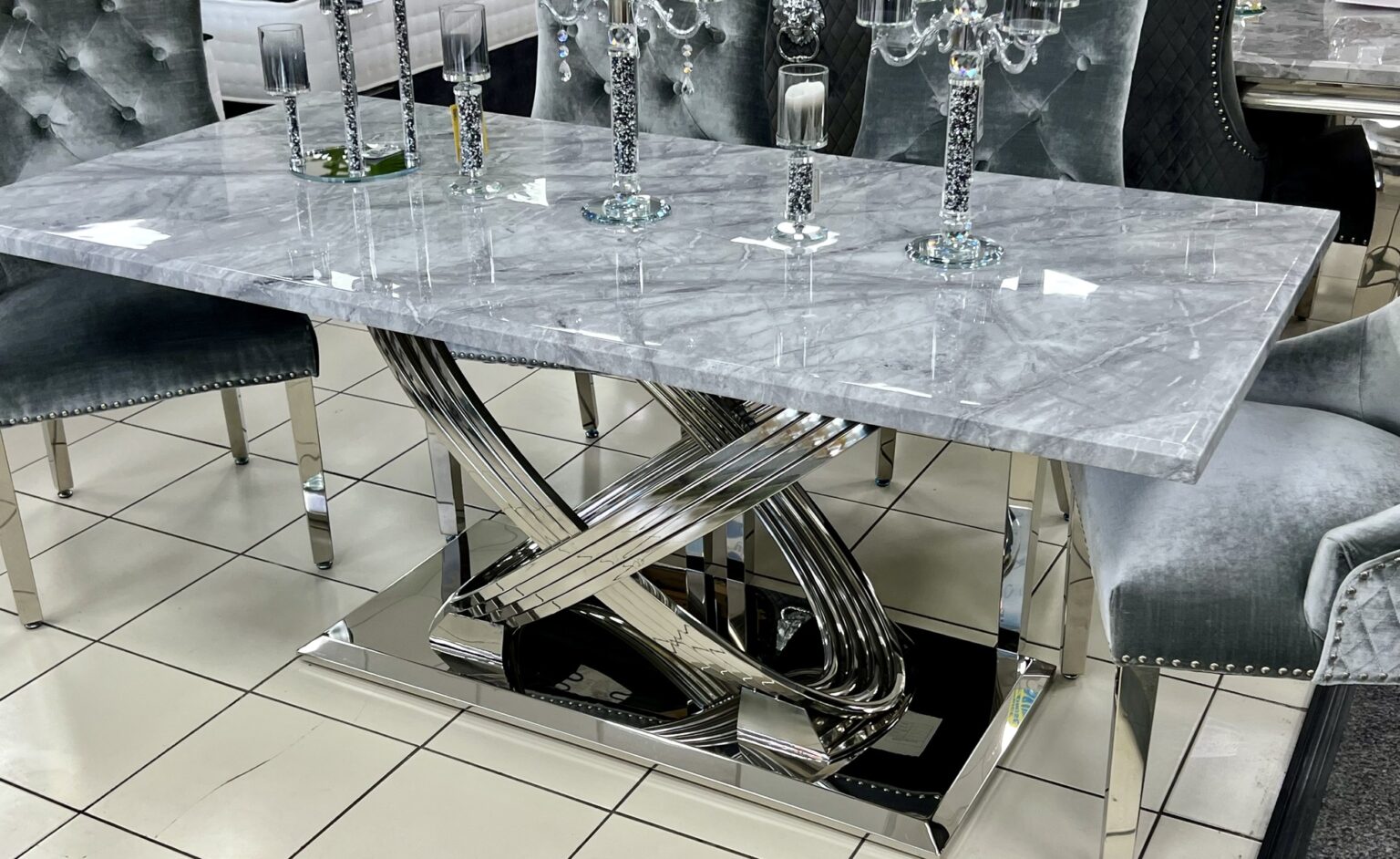 Elina 1.8m Grey Marble Dining Table - ASR Interiors