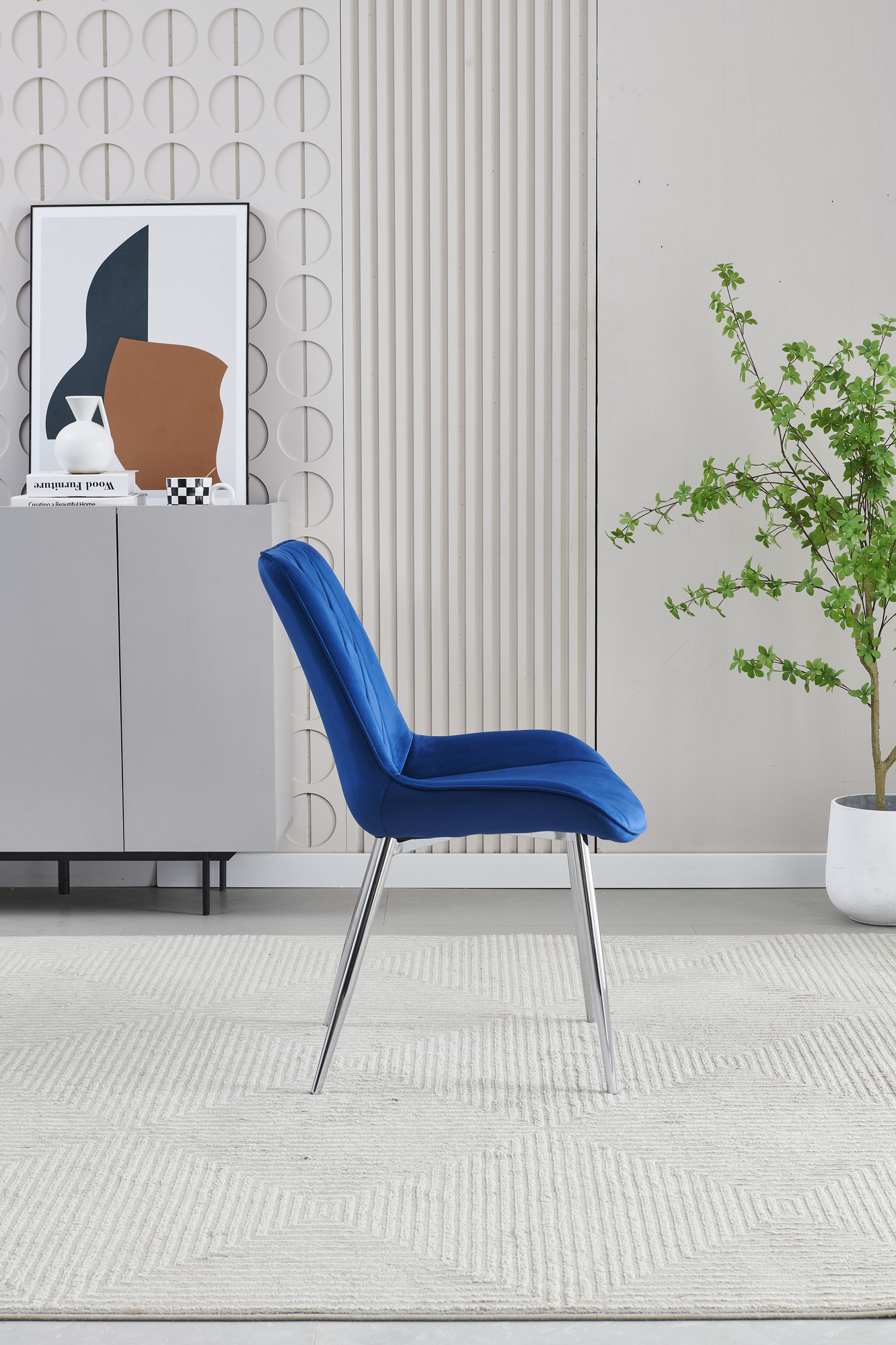 Mortiz Navy Velvet Dining Chair - ASR Interiors