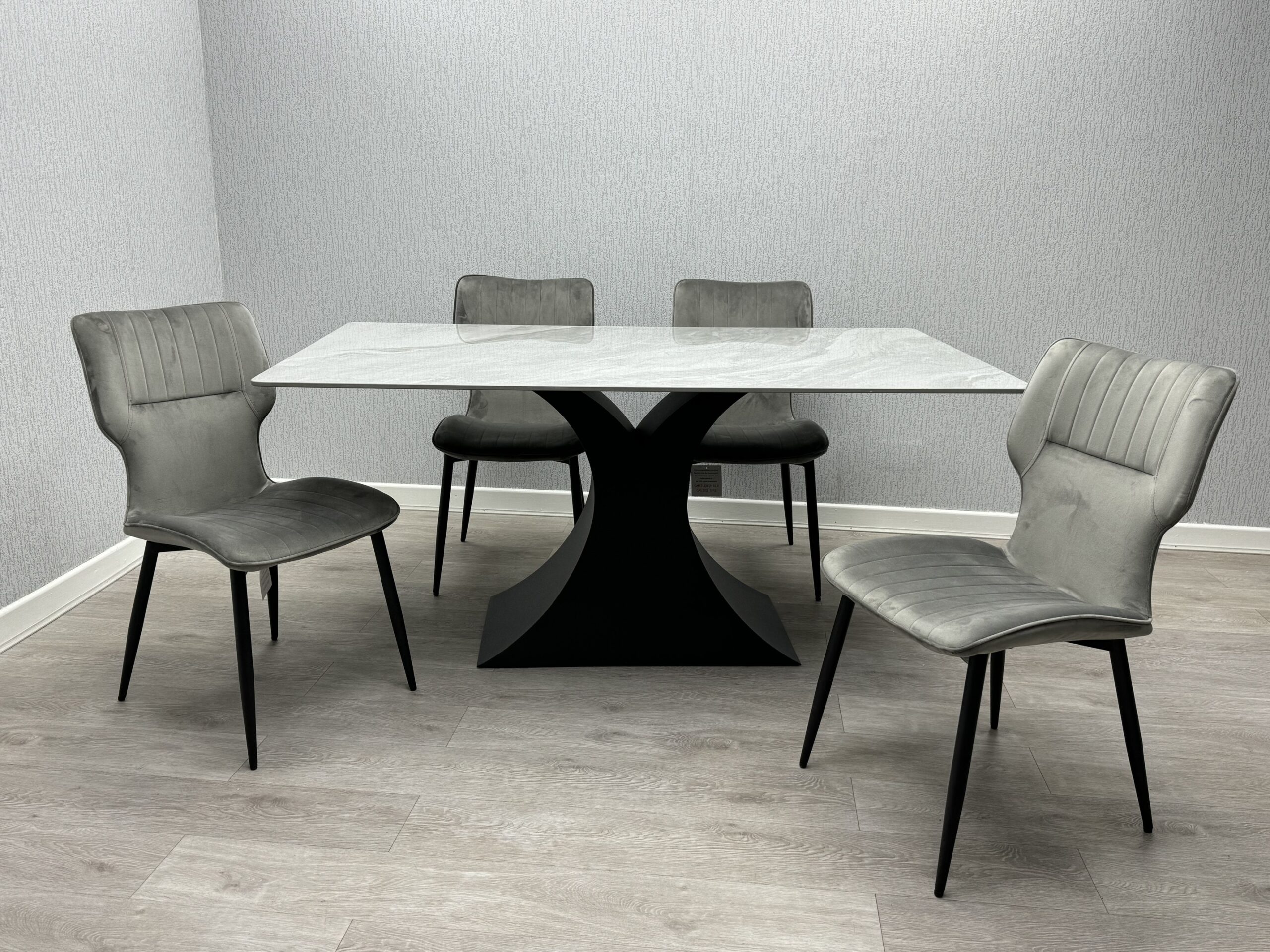 Caroline Grey Ceramic 160cm Fixed Top Table - ASR Interiors