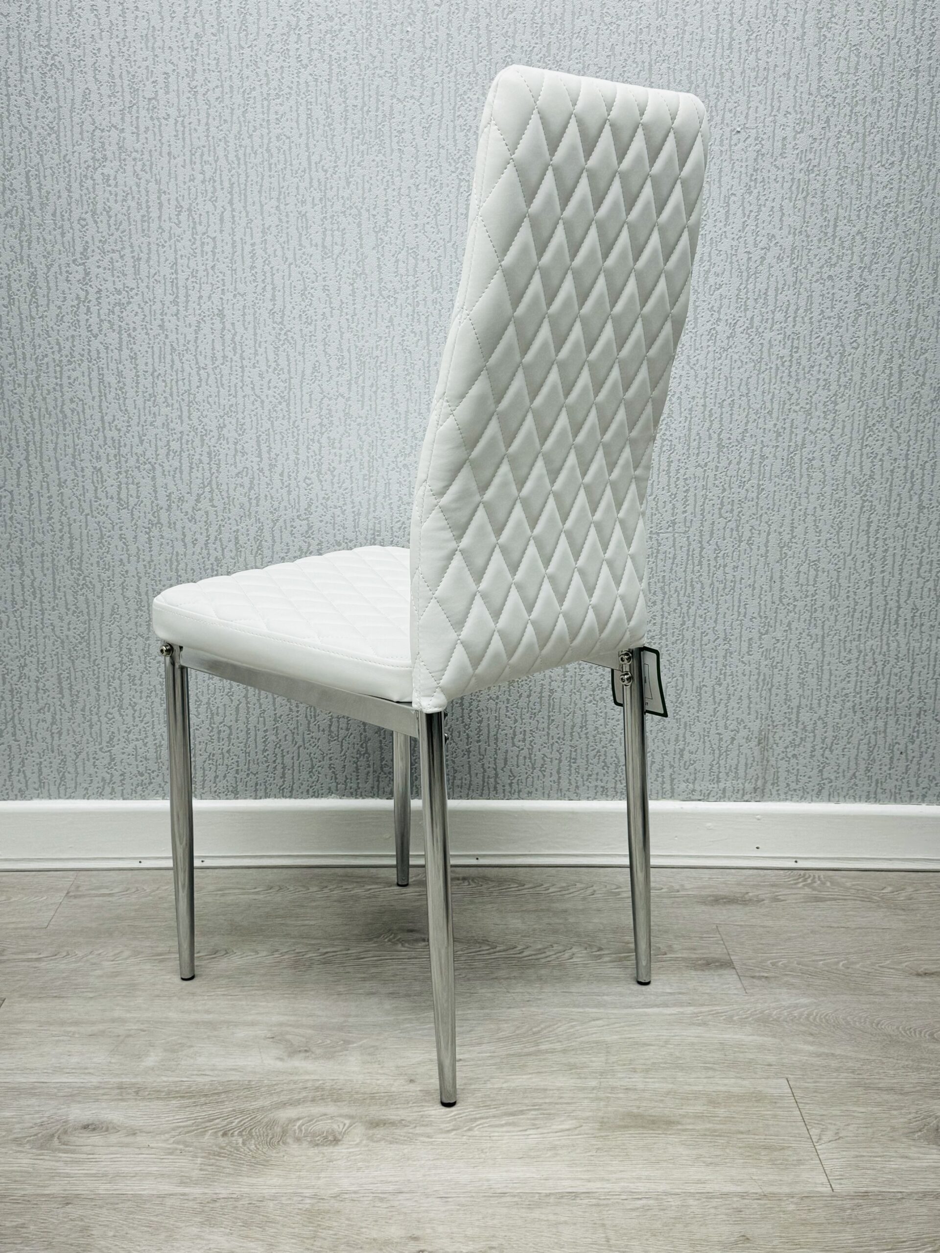 Morano White Glass Table with California Chairs - ASR Interiors